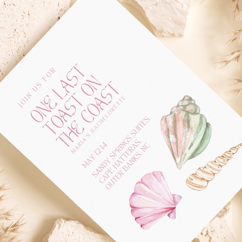 Last Toast on the Coast Bachelorette Invitation and Itinerary Editable ...