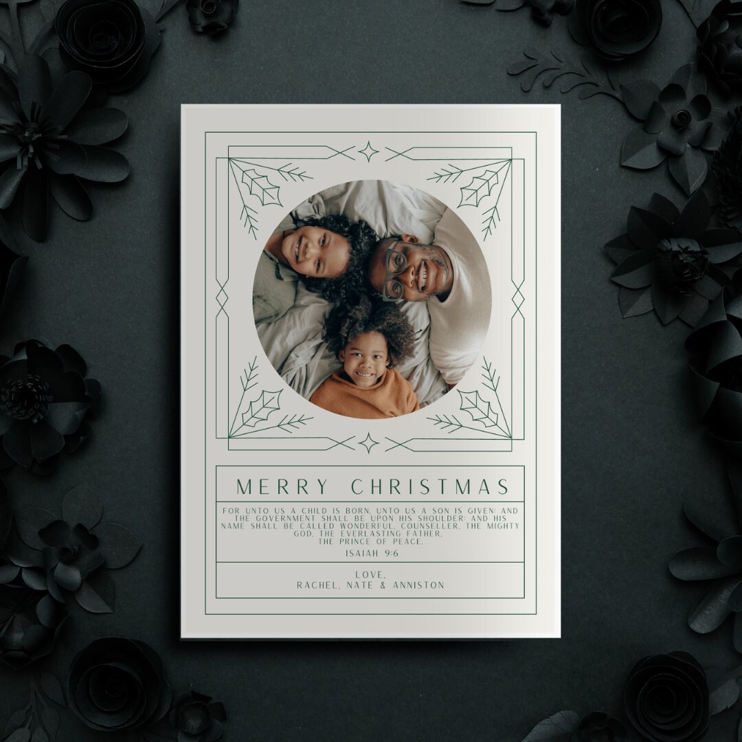 Simple Christmas Card Template Printable Classic Minimal Christmas Card ...