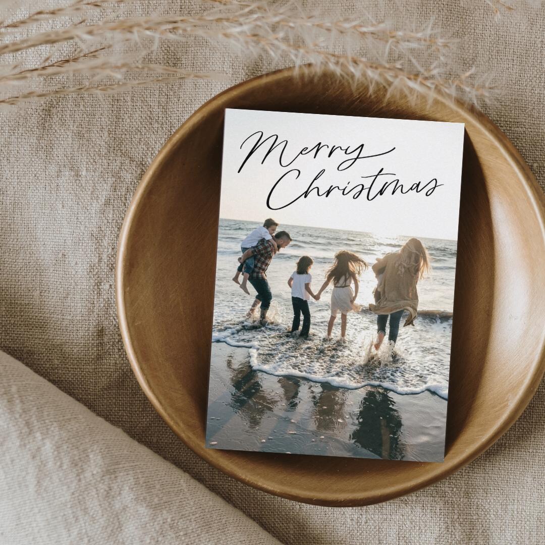 Christmas Card Template Simple Merry Christmas Card Photo Template ...