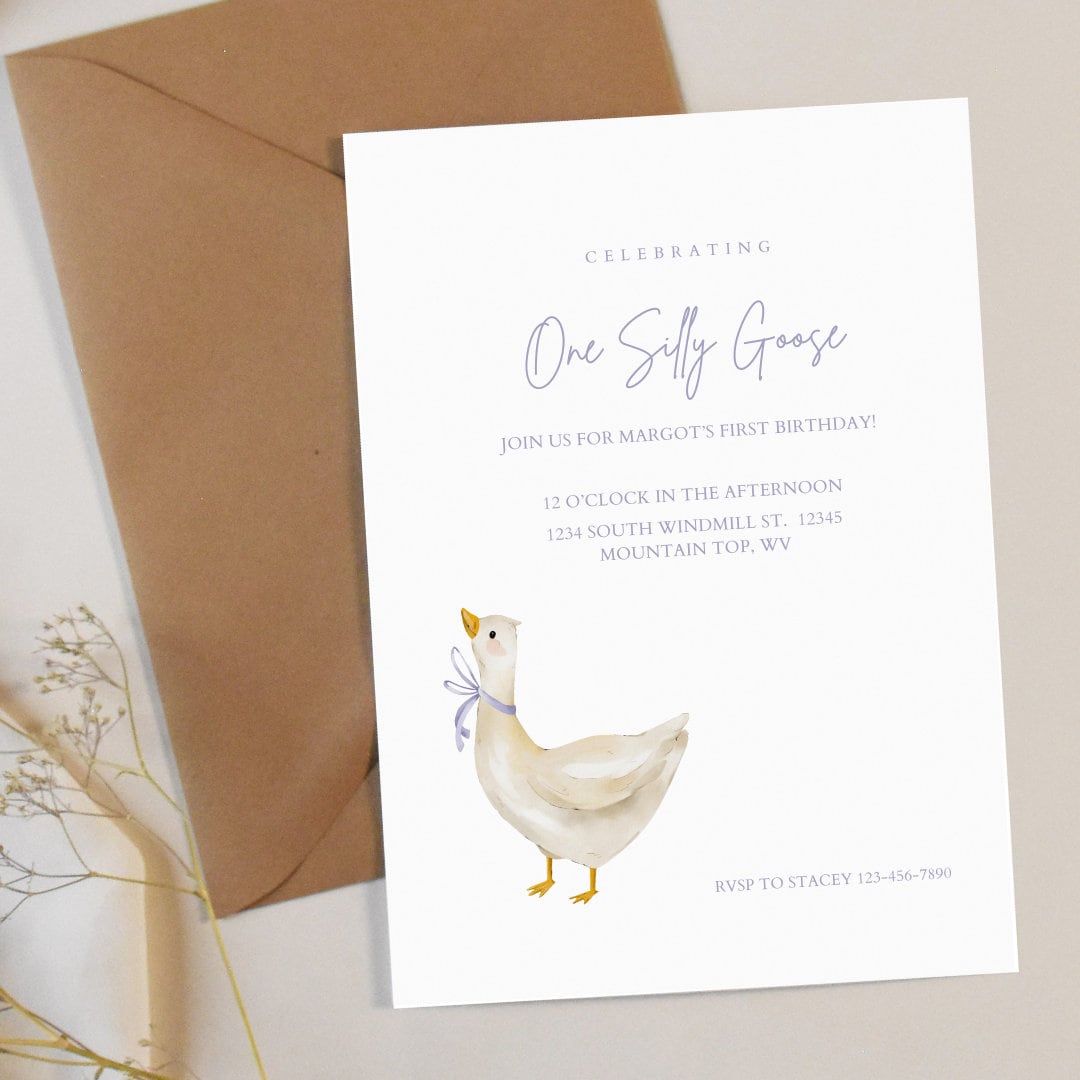 Silly Goose Invitation One Silly Goose Birthday Invitation First ...