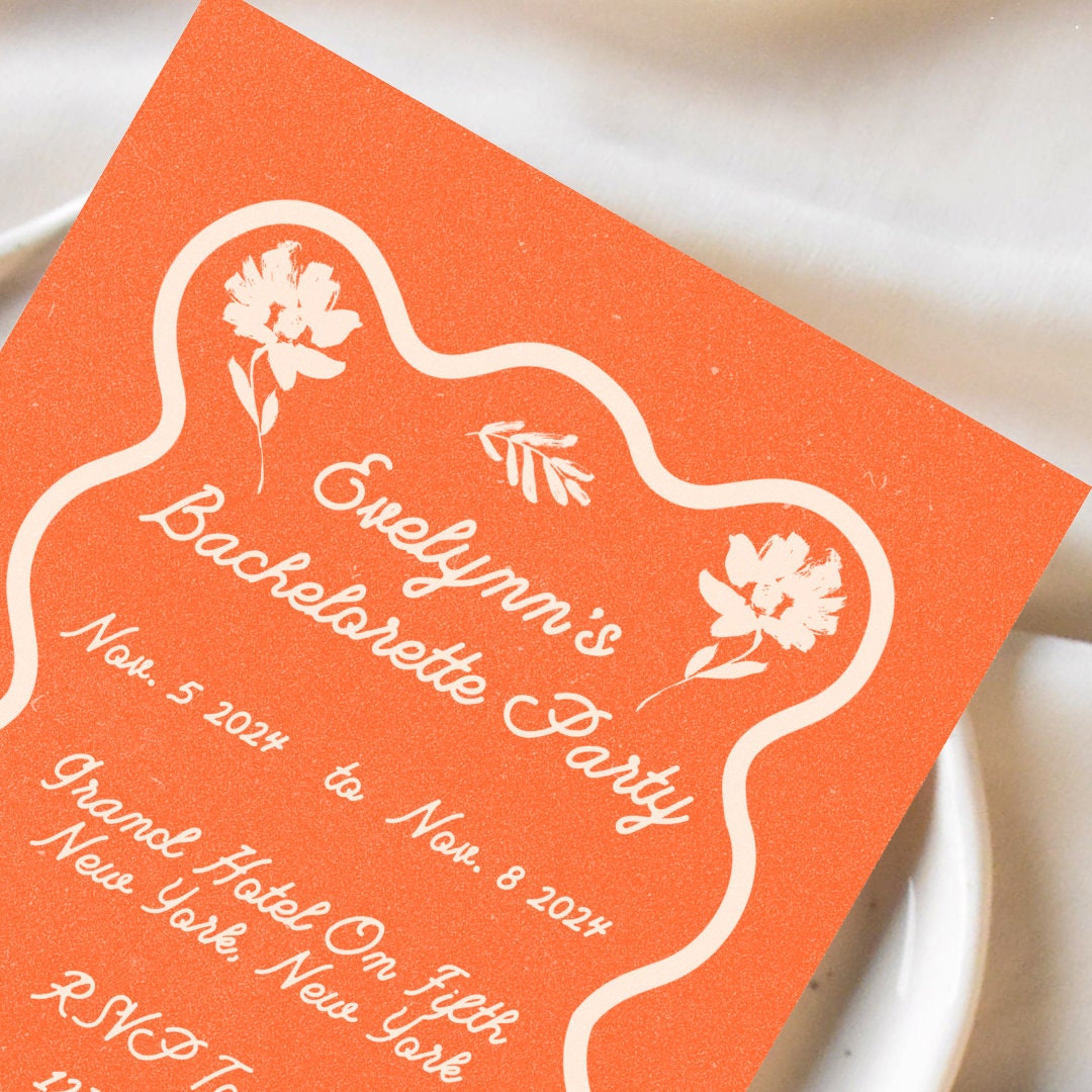 Wavy Border Bachelorette Invitation Template Bold Bachelorette Weekend ...