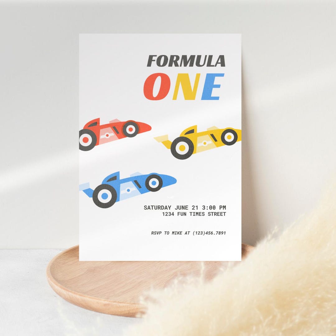 Formula One First Birthday Invitation Download Racecar Birthday ...