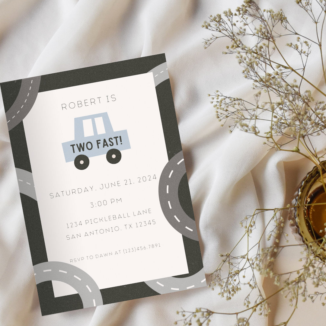 Two Fast Birthday Invitation Template Two Fast Birthday Canva Template ...