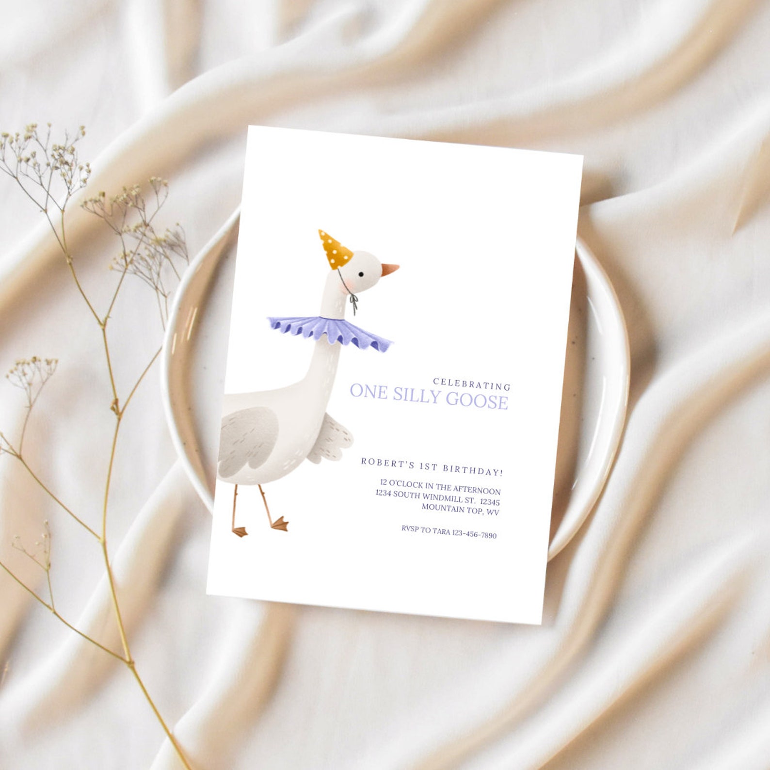 One Silly Goose Invitation Goose Birthday Invitation First Birthday ...
