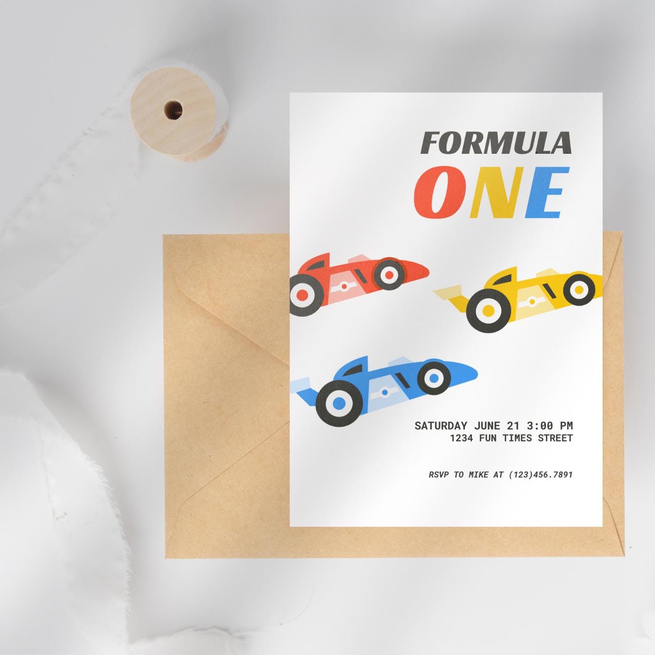 Formula One First Birthday Invitation Download Racecar Birthday ...