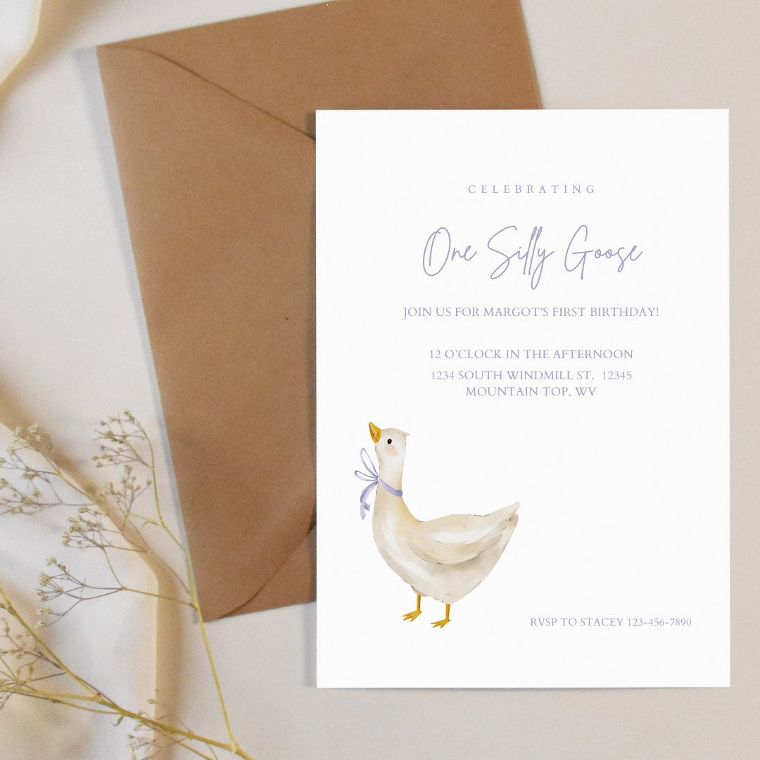 Silly Goose Invitation One Silly Goose Birthday Invitation First ...