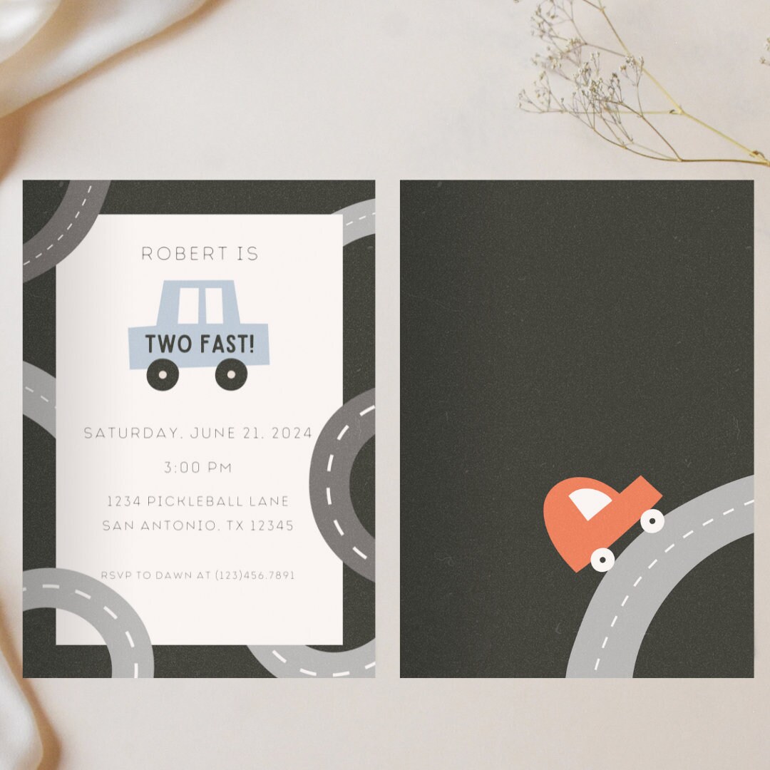 Two Fast Birthday Invitation Template Two Fast Birthday Canva Template ...