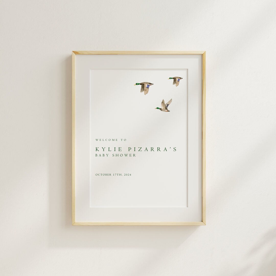 Duck Baby Shower Welcome Sign Baby Boy Shower Hunting Baby Shower Sign ...