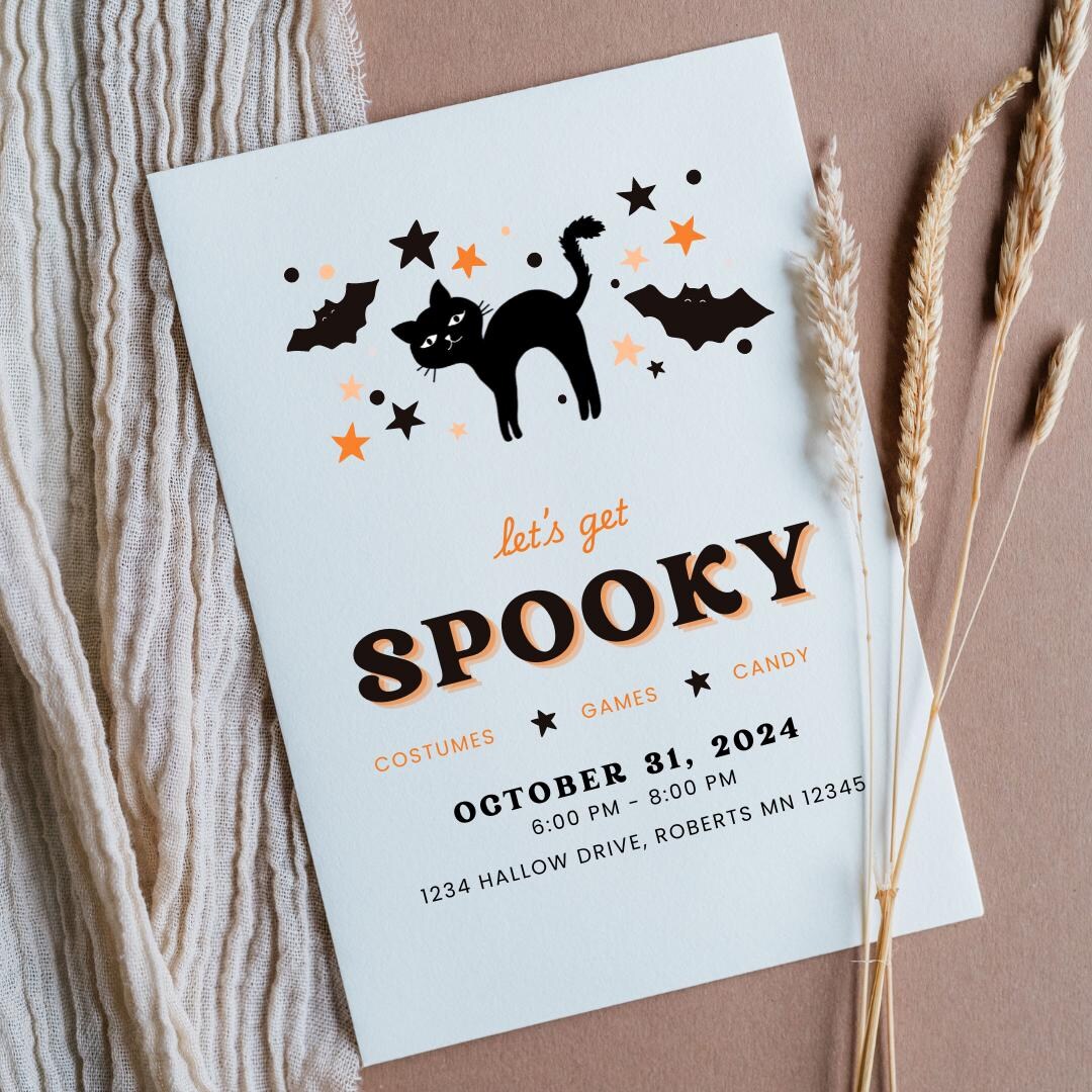 Let's Get Spooky Kids Halloween Printable Invitation Template - Etsy