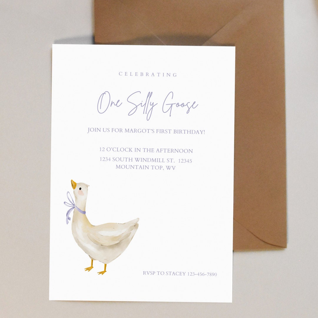 Silly Goose Invitation One Silly Goose Birthday Invitation First ...