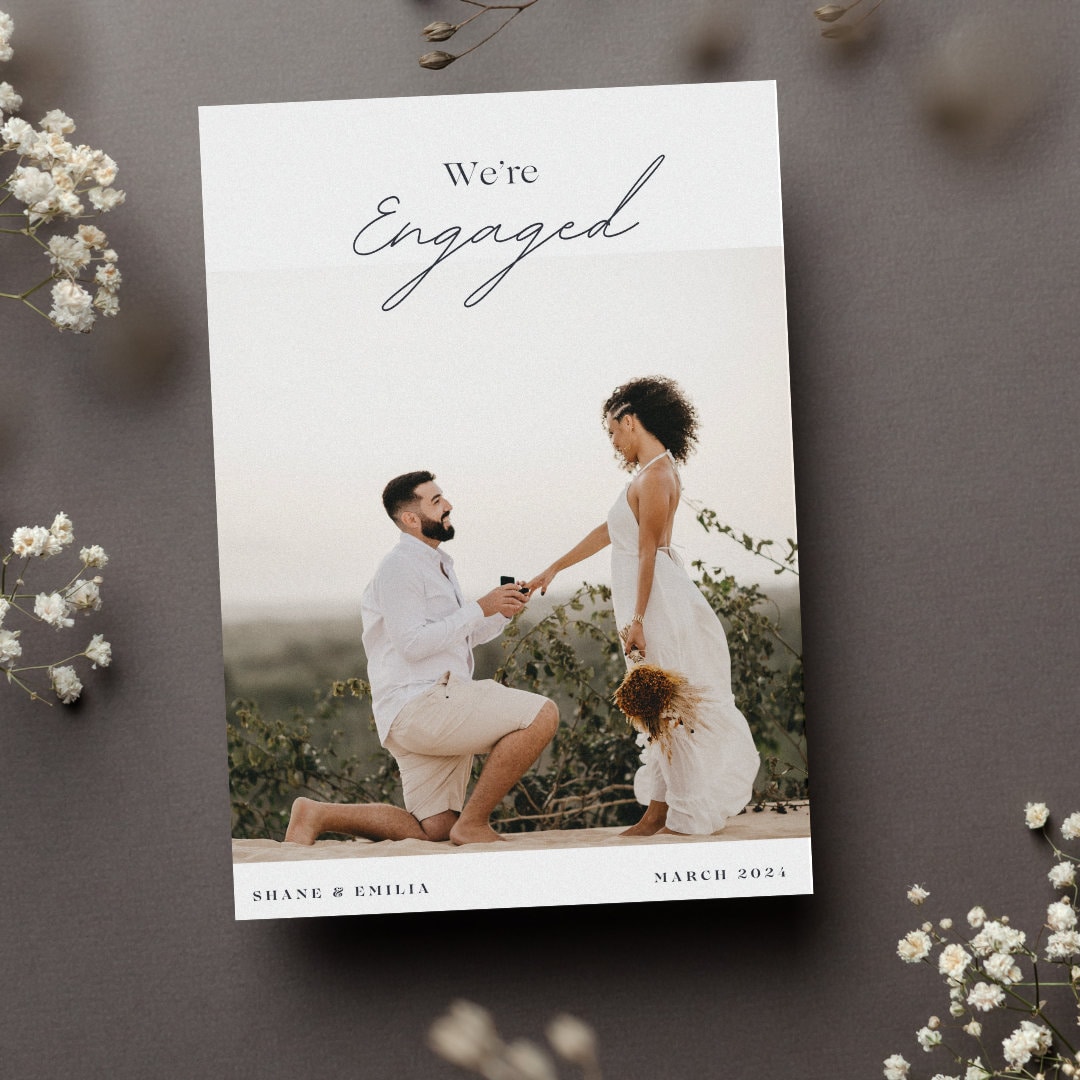 Simple Engagement Announcement Card Template Instant Download Printable ...