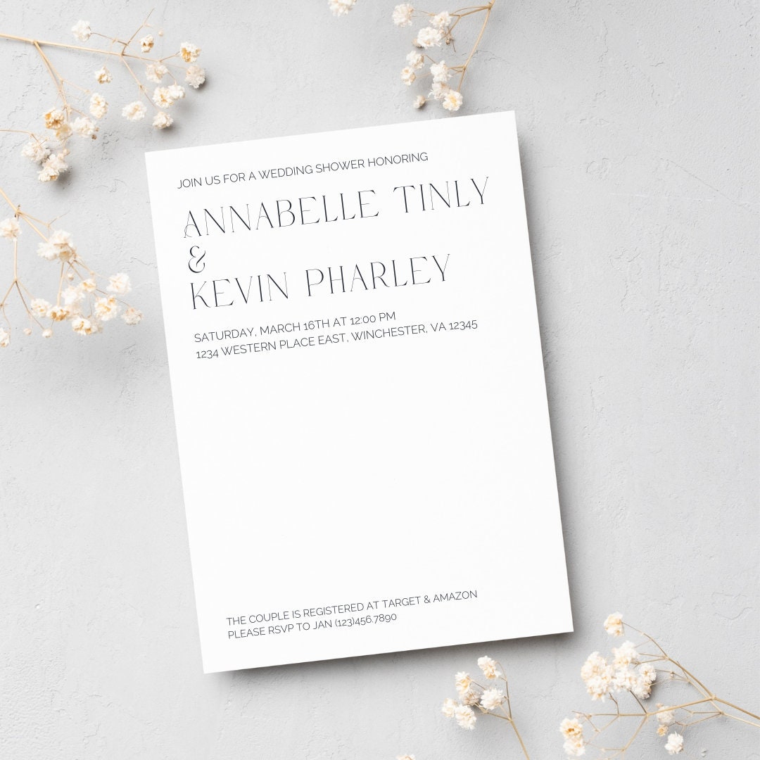 Simple Wedding Shower Modern Wedding Shower Invitation Couples Wedding ...