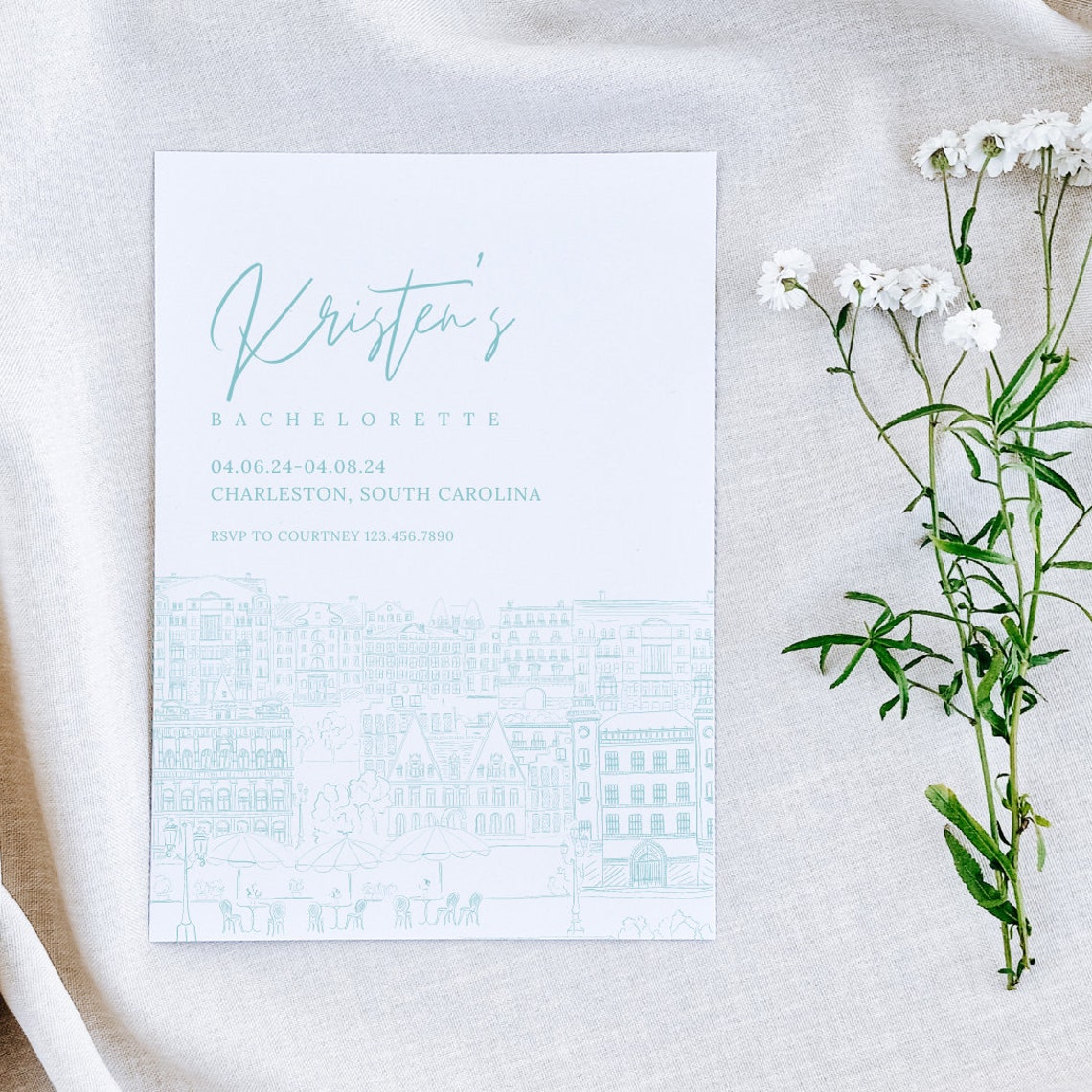 Charleston Bachelorette Party Invitation Template Editable Bachelorette ...