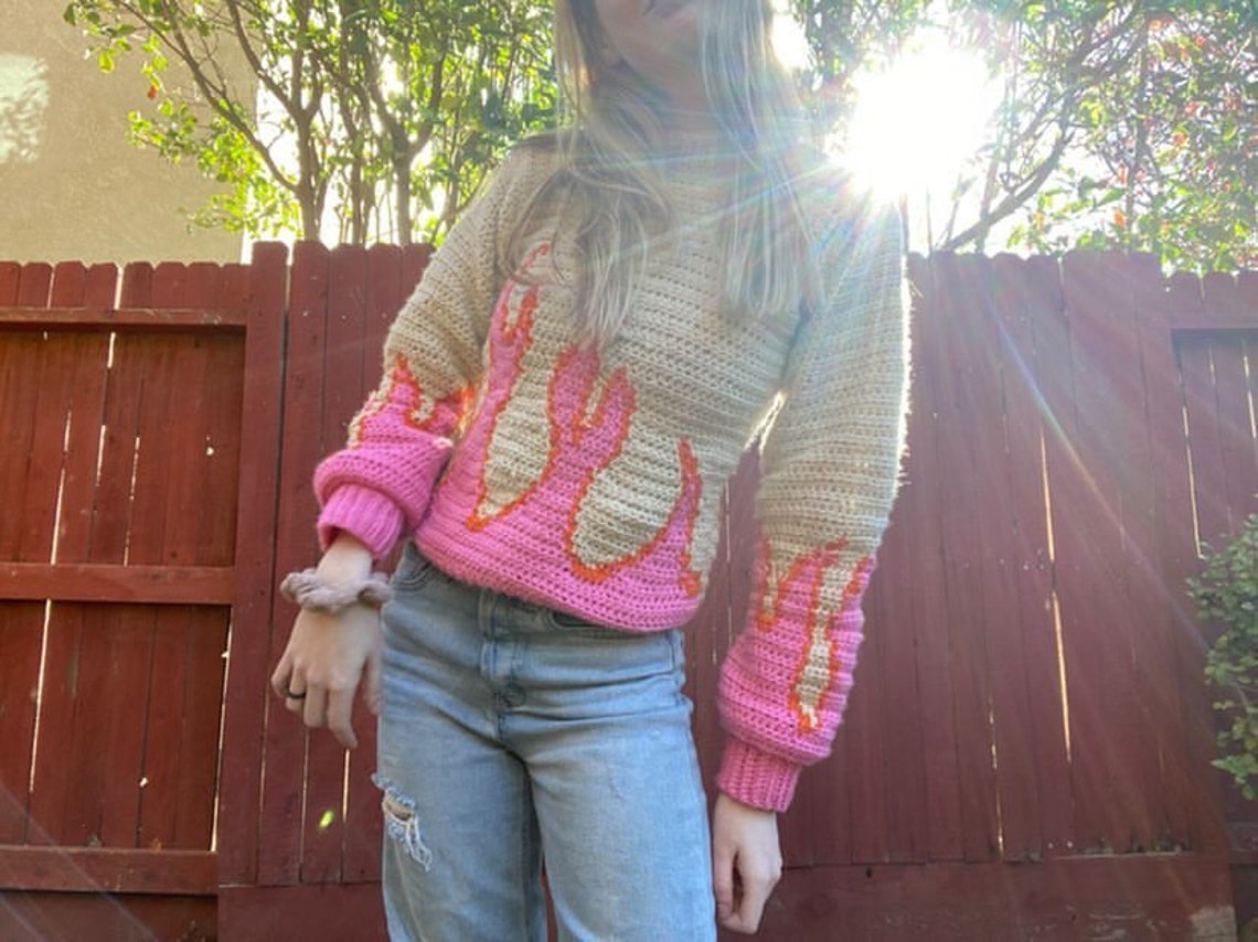 PDF: on Fire Crochet Sweater Pattern - Etsy