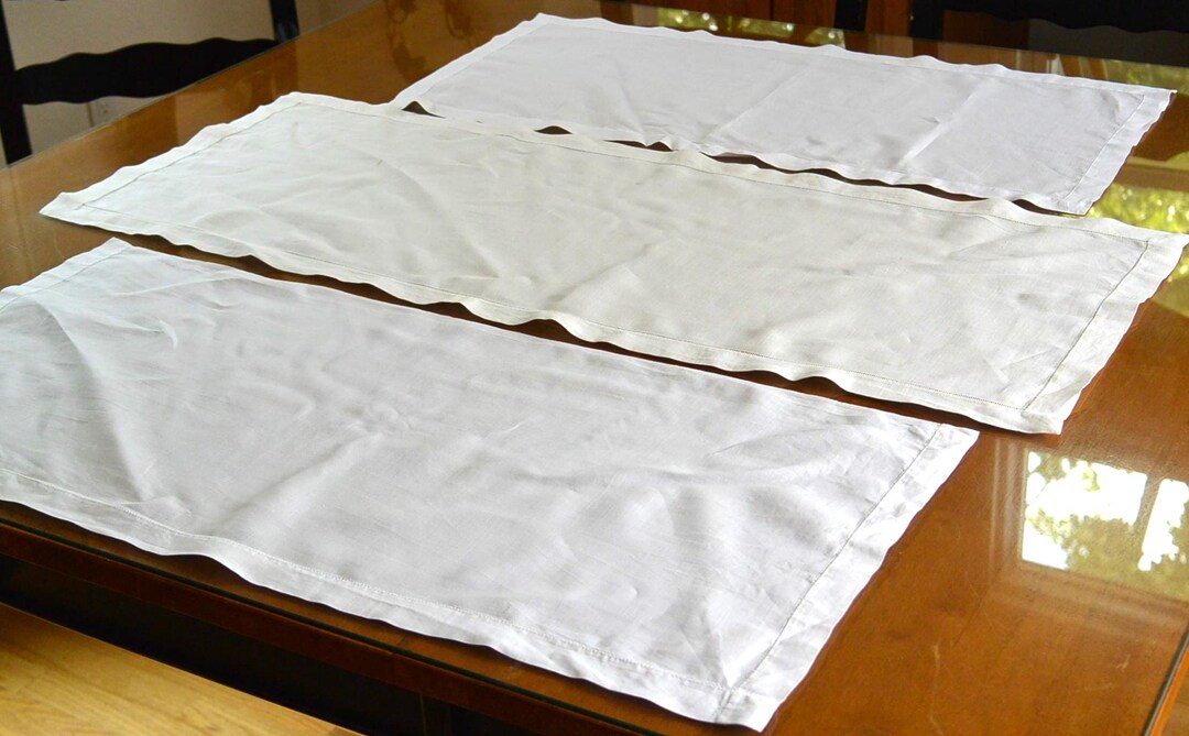 VTG Set 3 White Linen Table Scarves Runners 16" X 34 - Etsy