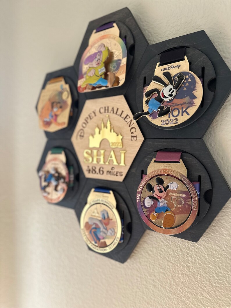 Dopey Challenge Medal Display: Personalized Hexagon Marathon Medal ...