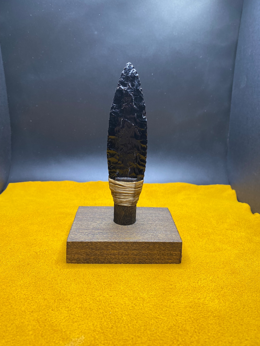 Obsidian Hafted Spearpoint - Display Stand - Primitive Art - Etsy