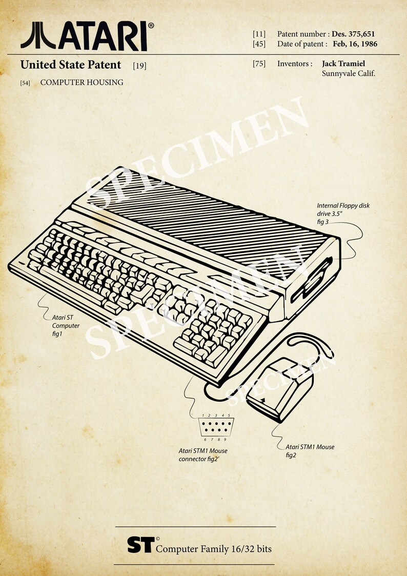 ATARI ST Patent Poster - Etsy