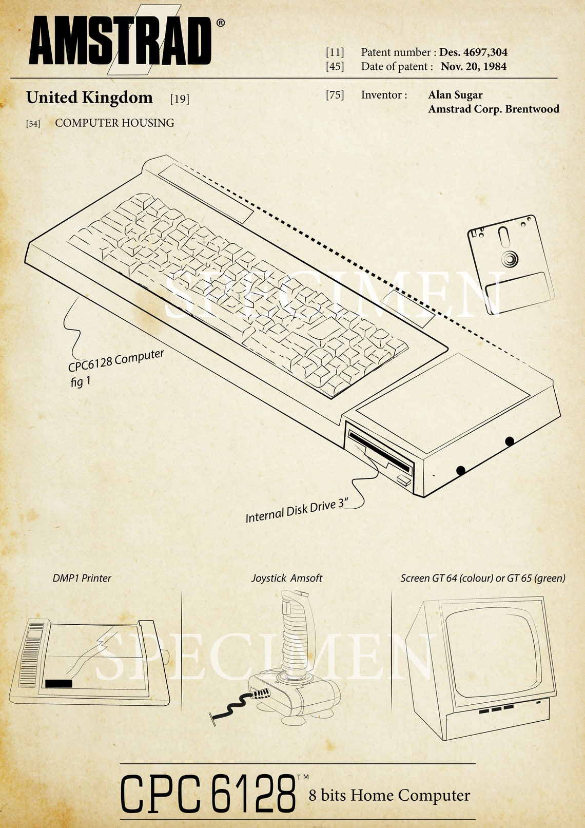 Poster Patent Amstrad CPC 6128 - Etsy