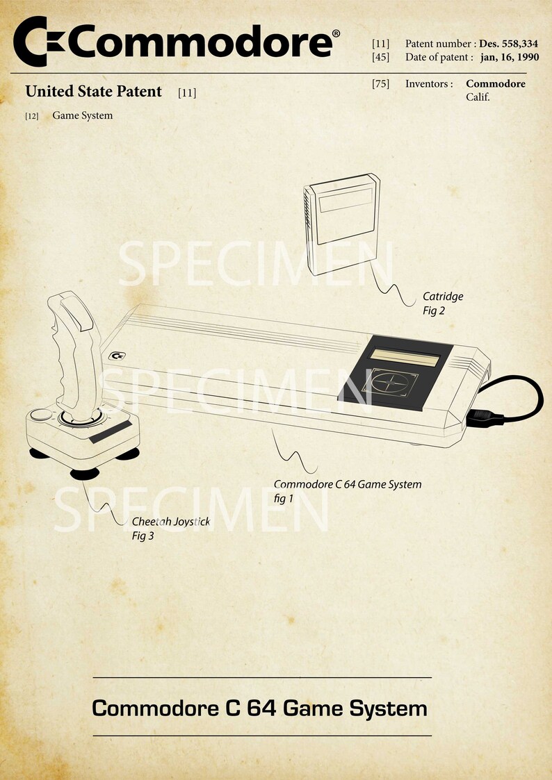 Commodore C 64 Game System Patent Poster - Etsy