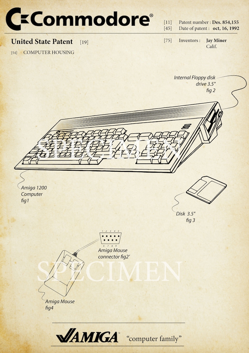 Commodore Amiga 1200 Patent Poster - Etsy