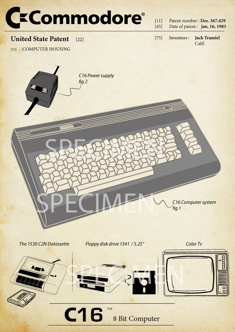 Poster Patent Commodore C 16 - Etsy