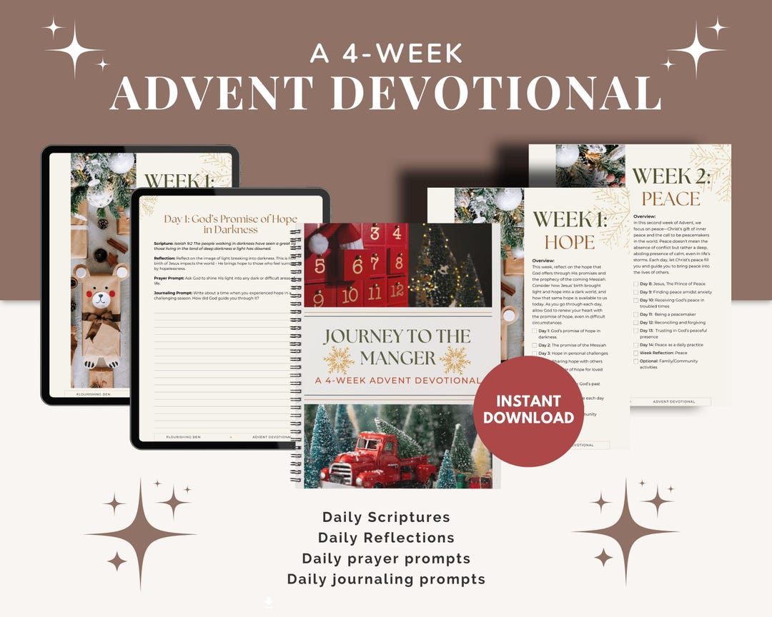 Printable Christmas Devotional, Advent Journal With 30 Days of Bible ...