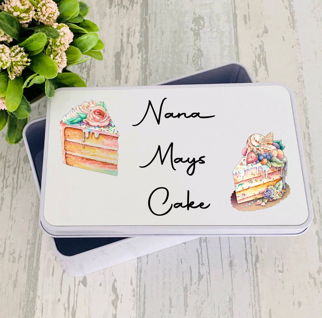 Personalised Cake Tin/white Metal Storage Box/small Tins/ Christmas ...