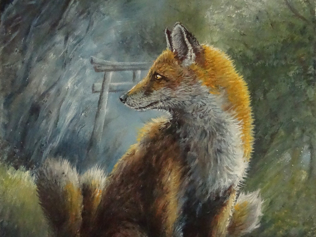 Kitsune Art Print | Japanese Fox Spirit | Totem Animal | Torii Gate ...