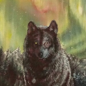 Howling Wolves and Aurora Art Print | Borealis | Northern Lights ...