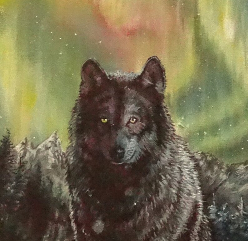 Howling Wolves and Aurora Art Print | Borealis | Northern Lights ...