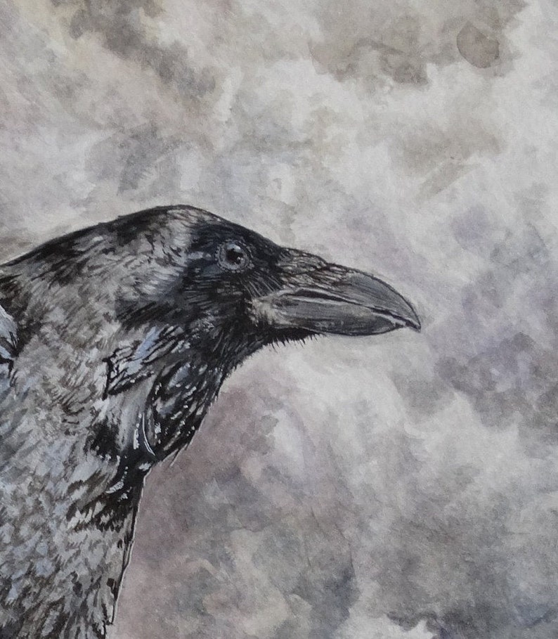 Raven Art Print | Watercolour | Corvus Corax | Gothic | Tree | Dark - Etsy