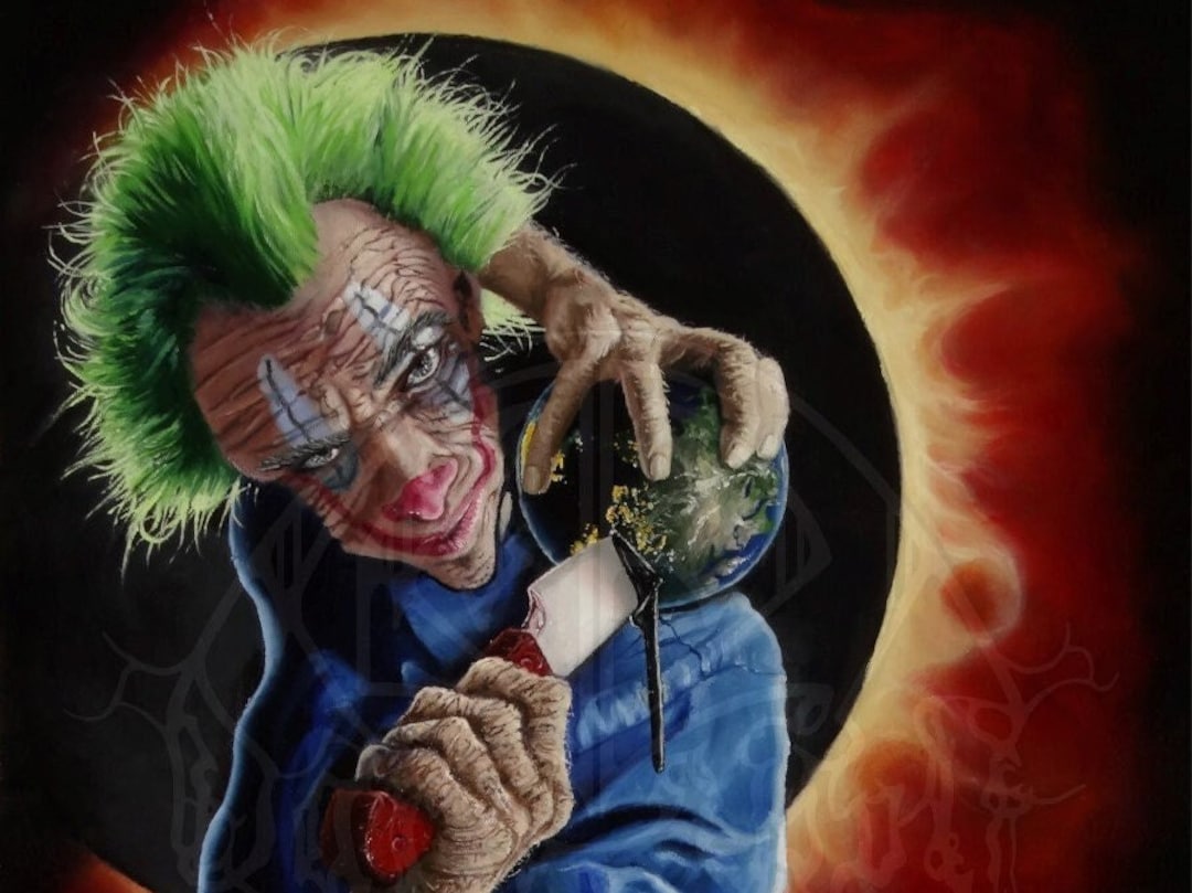 Evil Climate Change Joker Art Print | Environmental | Scary Clown ...