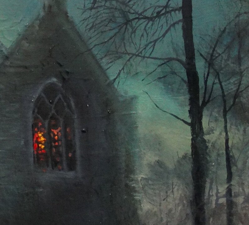 Haunting Twilight Church Art Print | Gothic | Spooky | Creepy | Dark ...