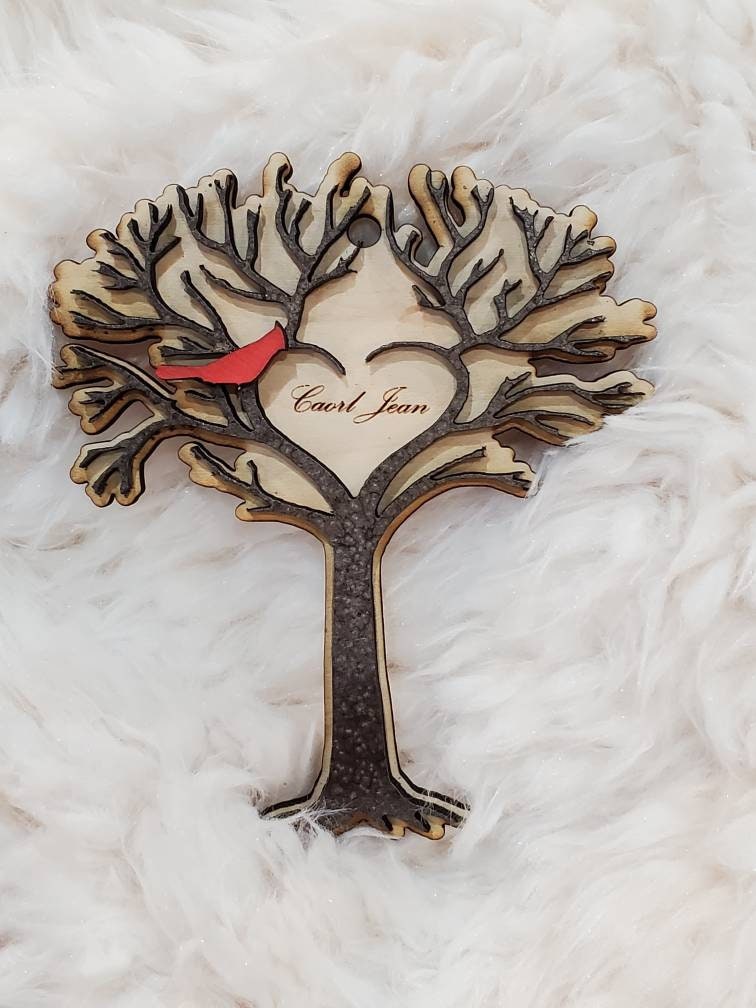 Cardinal Memory Tree SVG File Ornament - Etsy