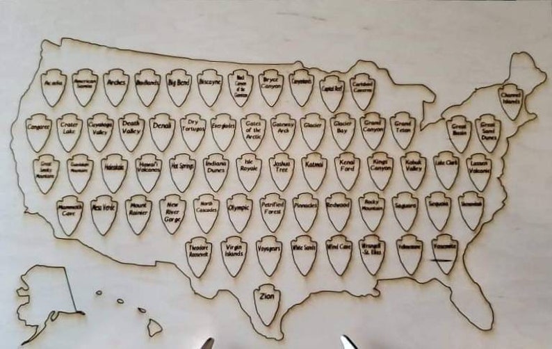 US National Park Map Tracker SVG File Only - Etsy