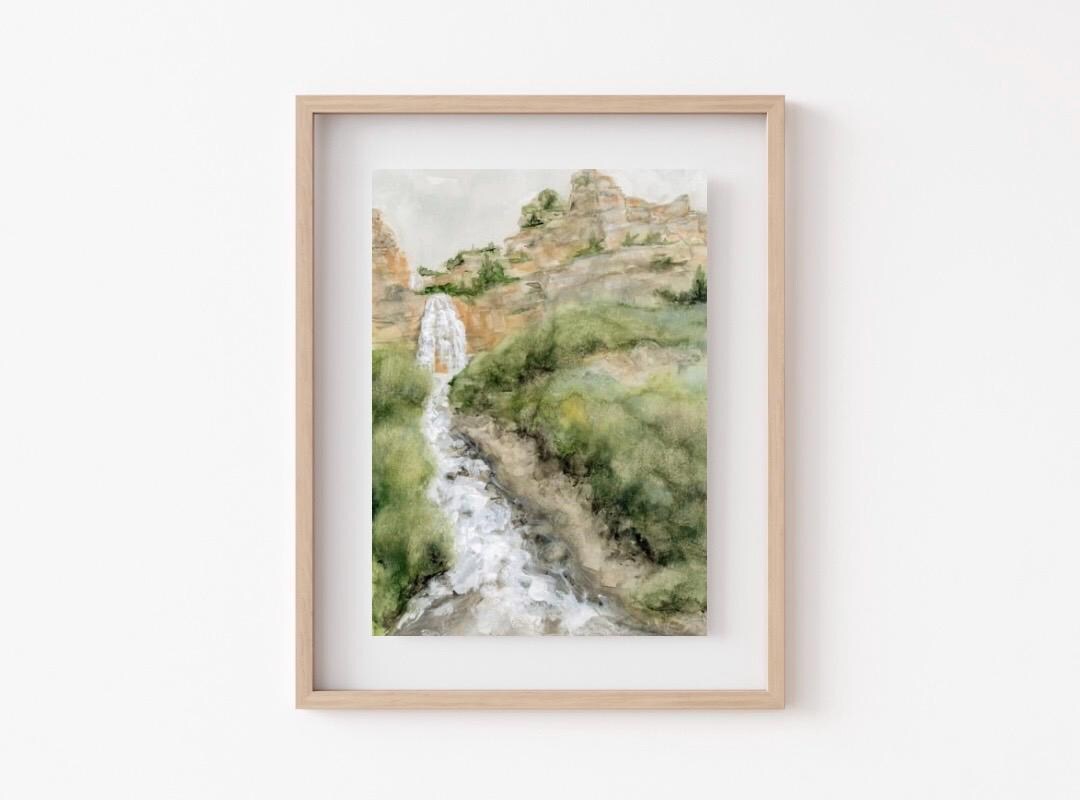 Bridal Veil Falls | Watercolor Painting, Landscape Watercolor, Cottage ...