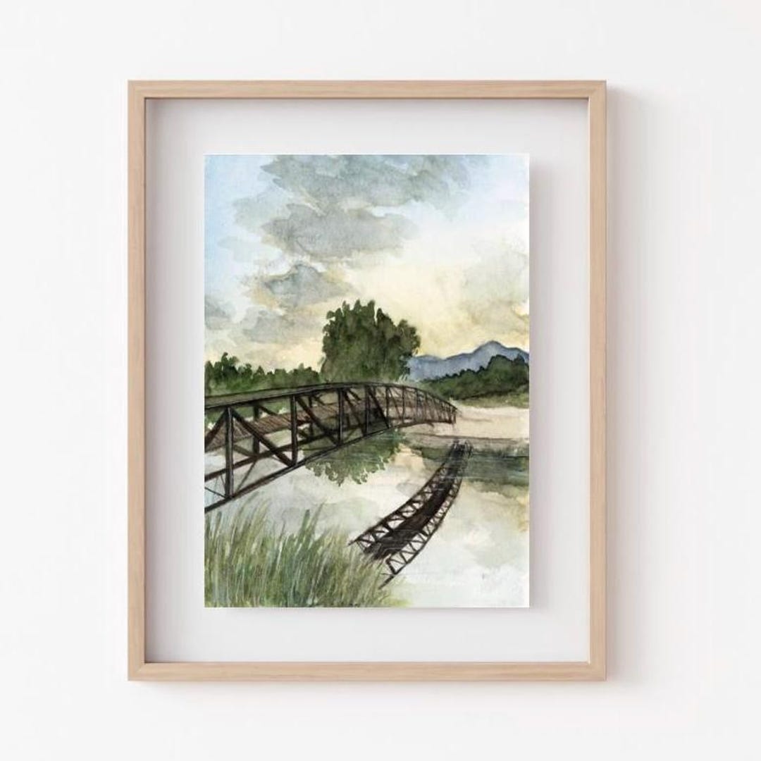 Salem Pond Bridge || Sunset Landscape Art, Utah Art, Pond, Bridge ...