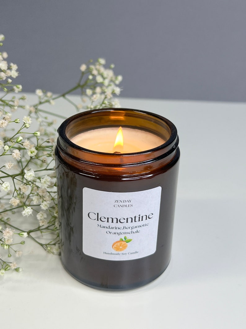 Clementine Scented Candle in a Glass Handmade Soy Wax Candle Autumn ...