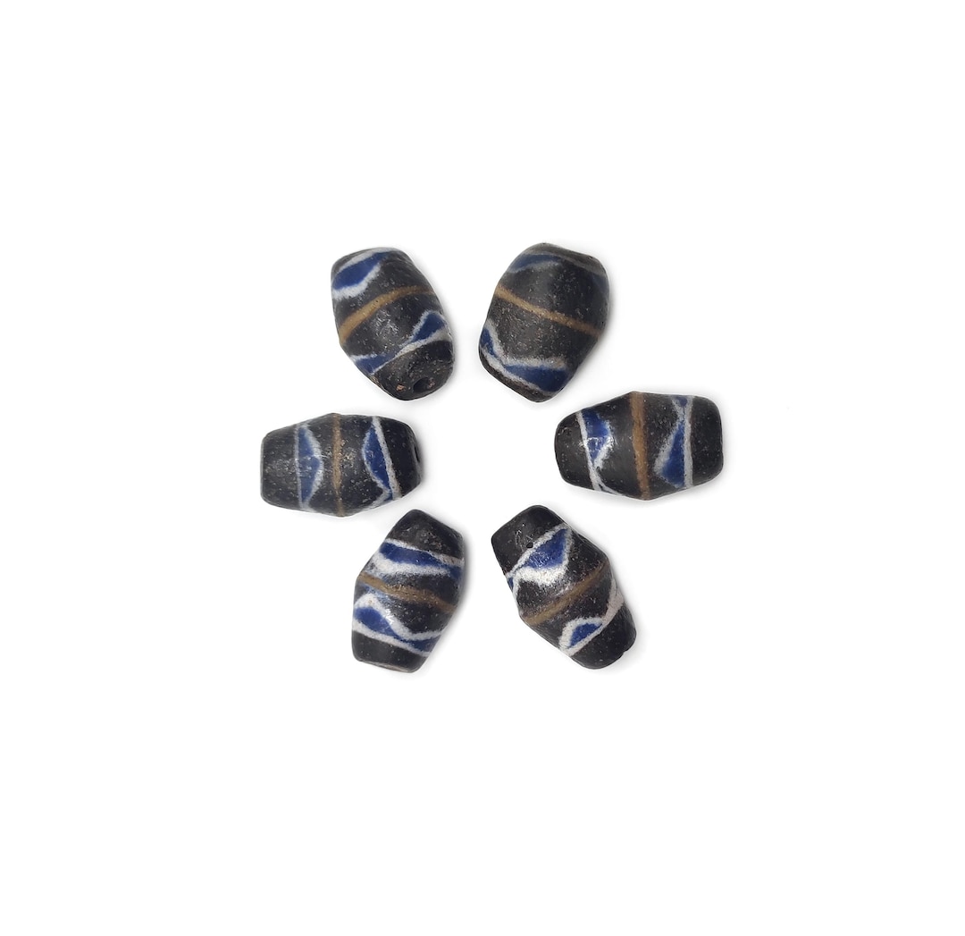 Big, Old Glass Powder Beads, Large Vintage Ghanaian Beads, Dark Colored ...