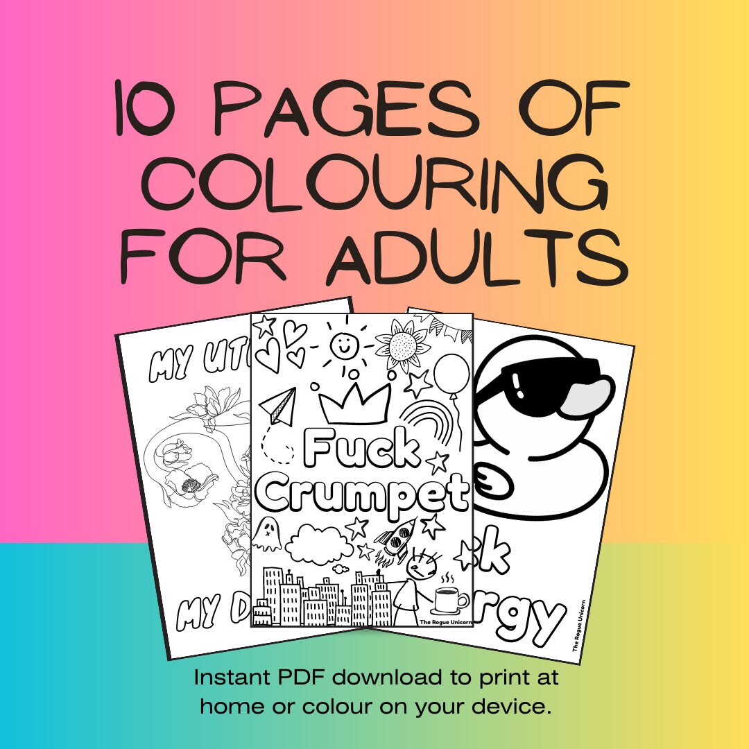 Adult Colouring Pages. 10 A4 Pages for Instant Download. Sweary ...