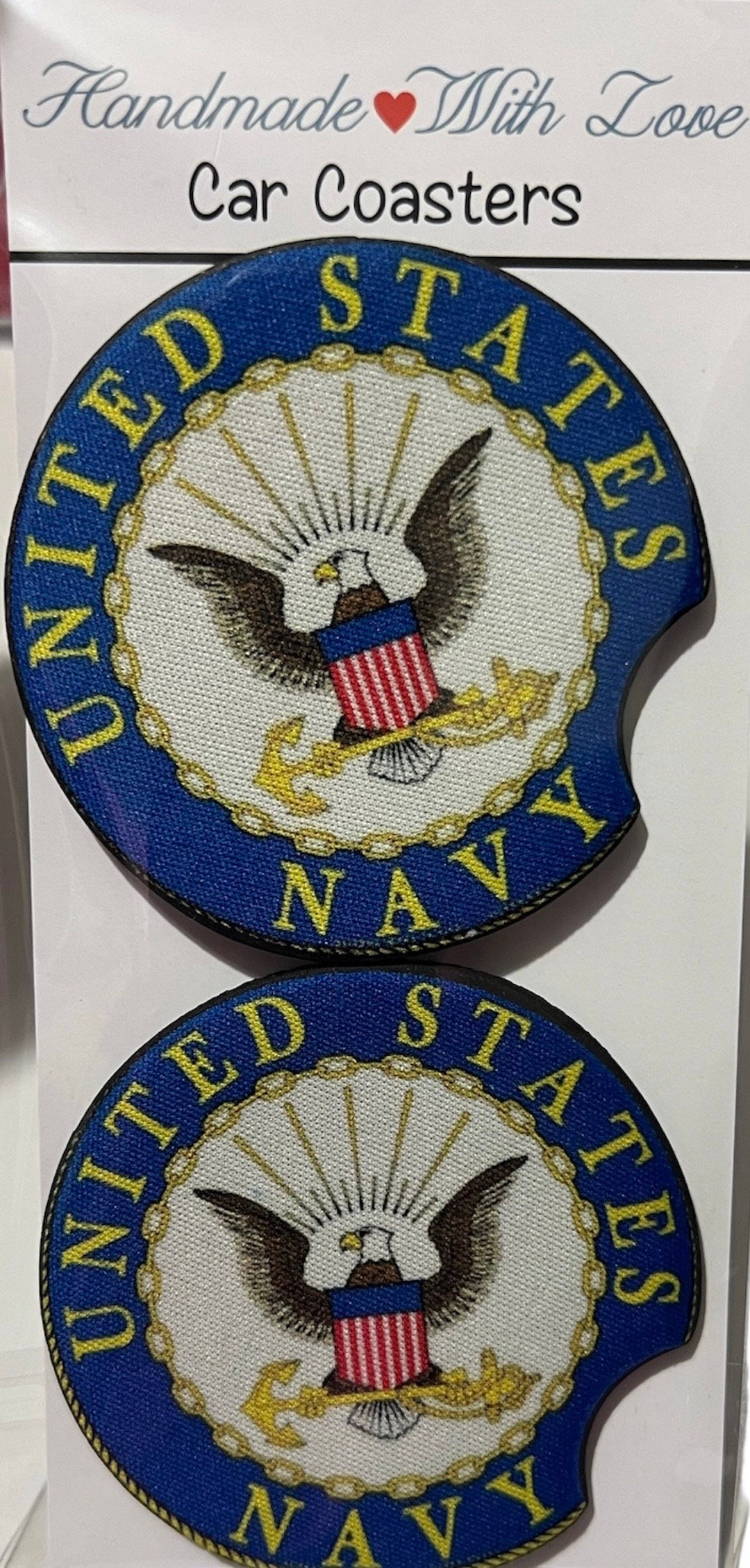 Navy Neoprene Car Coaster With Sublimation Design, Set of 2 - Etsy