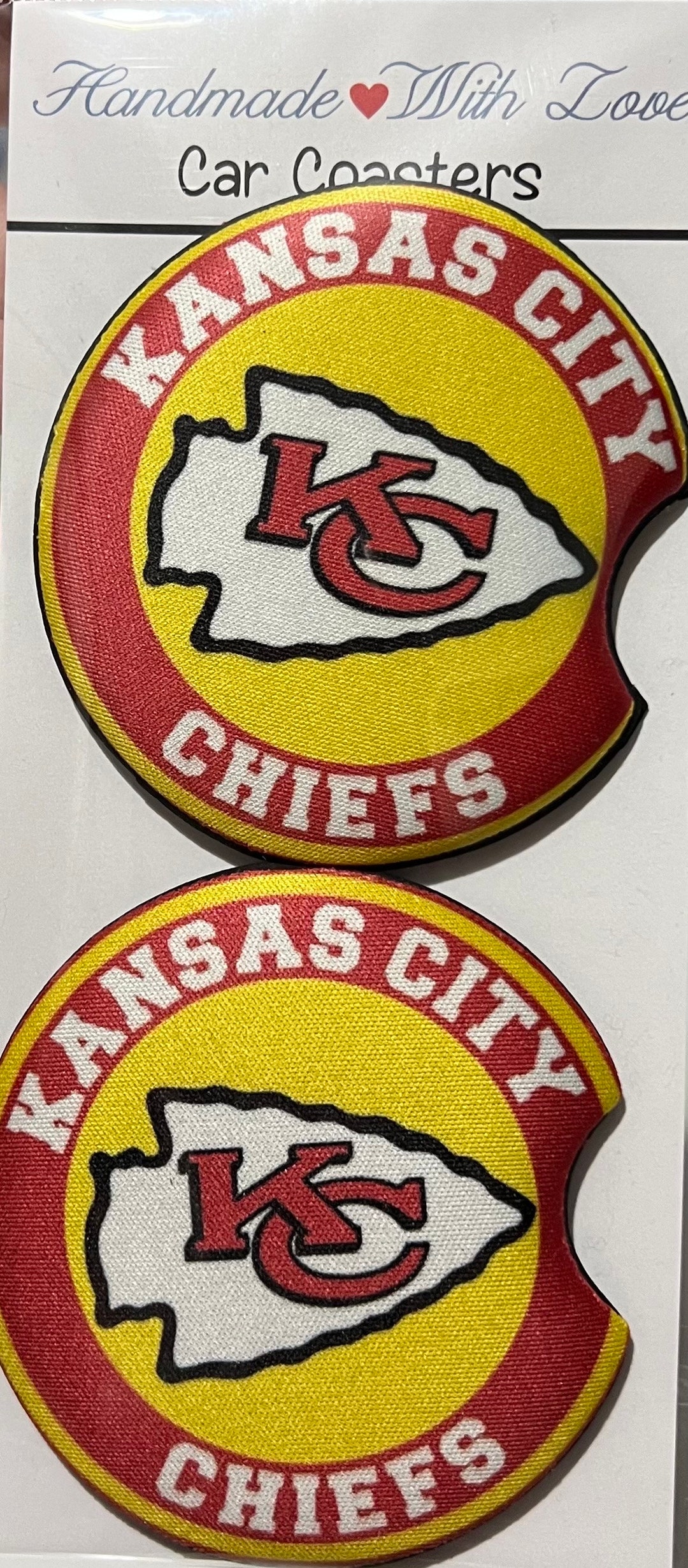 Kansas City Chiefs Neoprene Car Coaster With Sublimation Design, Set of ...