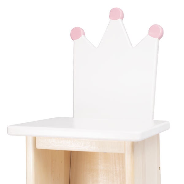Regal Kids Chair With Crown Design White With Pink Tips Elegant Wooden ...