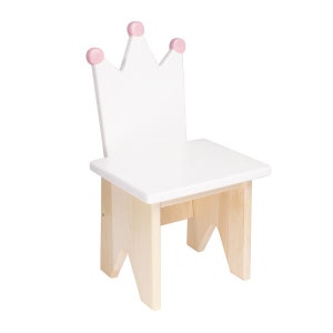 Regal Kids Chair With Crown Design - White With Pink Tips - Elegant ...