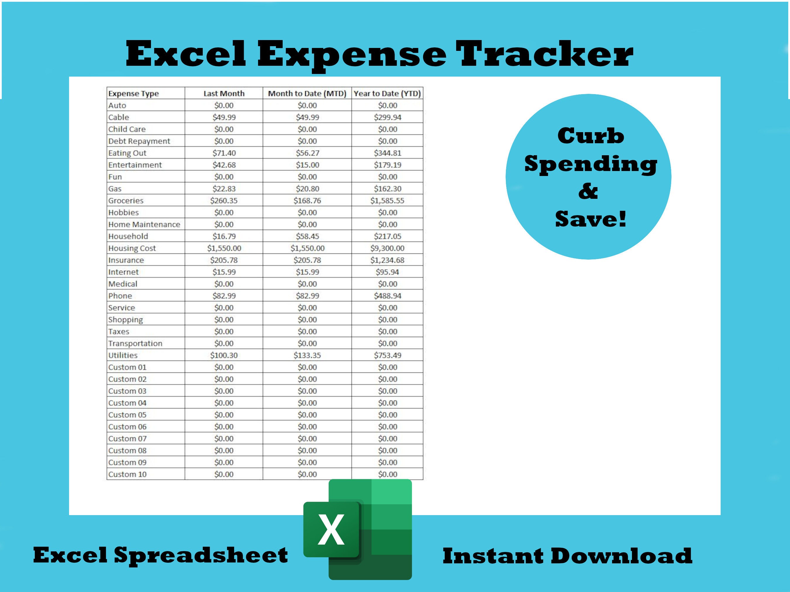 Excel Expense Tracking Spreadsheet | Financial Planning | Personal ...
