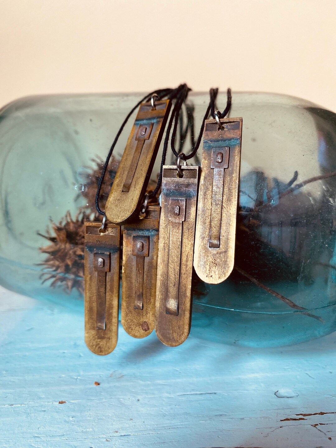 2 Brass Pendant 1800's Organ Reed Upcycled Jewelry Antique Necklace - Etsy