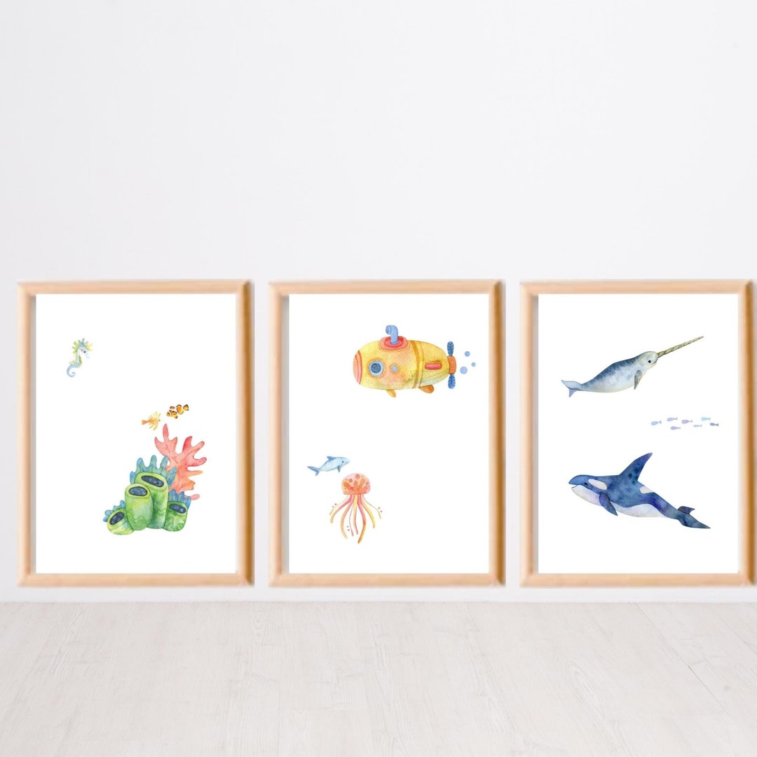 Wall Art for Kids Ocean Prints Watercolor Ocean Art Prints - Etsy
