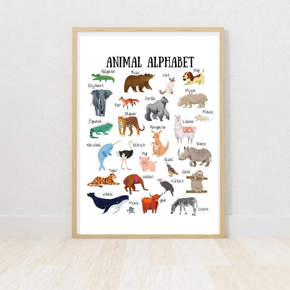 Animal Alphabet Poster ABC Poster Kids Room Wall Art - Etsy