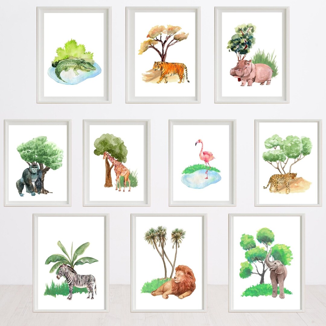 Jungle Kids Wall Art | Nursery Printable Wall Art | Kids Animal Wall ...